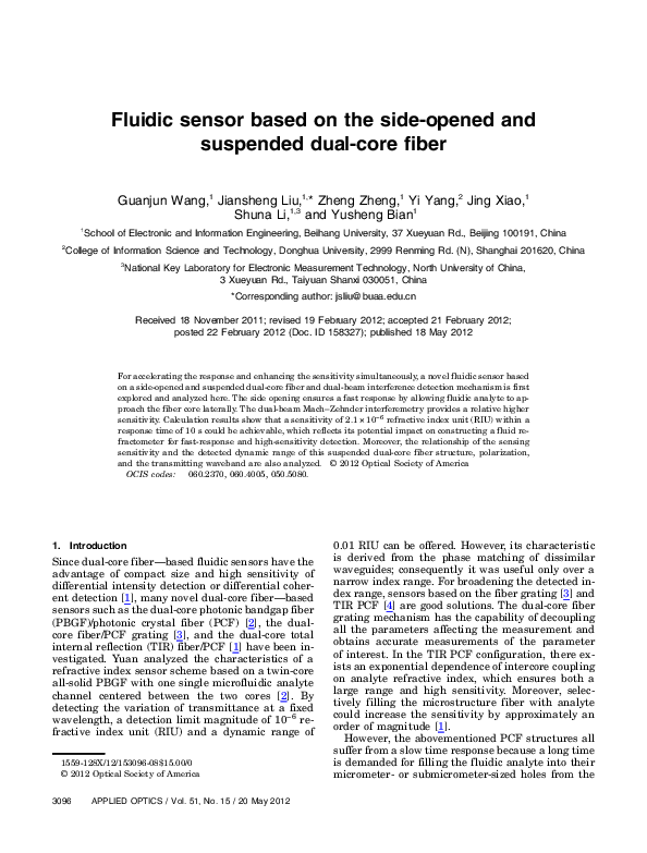(PDF) Fluidic sensor based on the side-opened and suspended dual-core ...