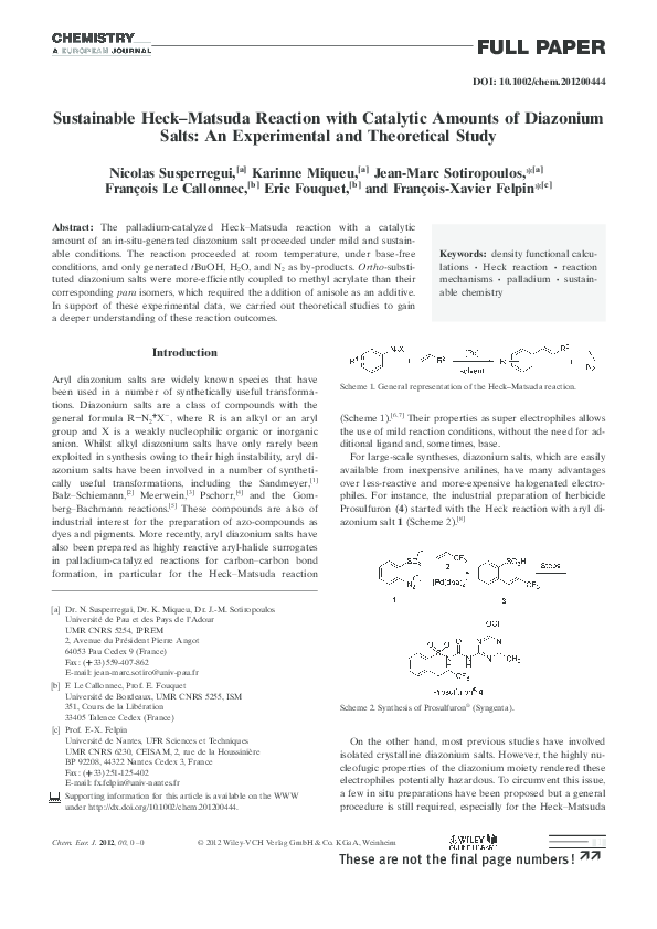 (PDF) Sustainable Heck-Matsuda Reaction with Catalytic Amounts of ...