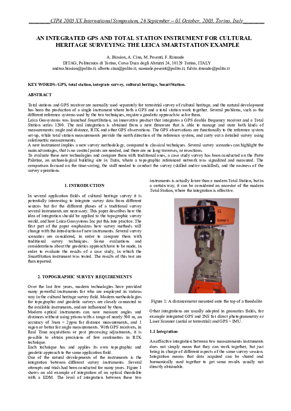 (PDF) AN INTEGRATED GPS AND TOTAL STATION INSTRUMENT FOR CULTURAL ...