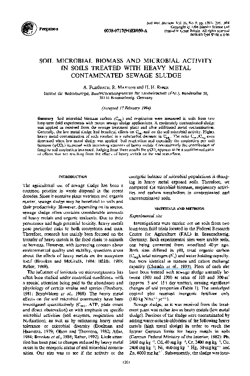 (PDF) Soil microbial biomass and microbial activity in soils treated ...