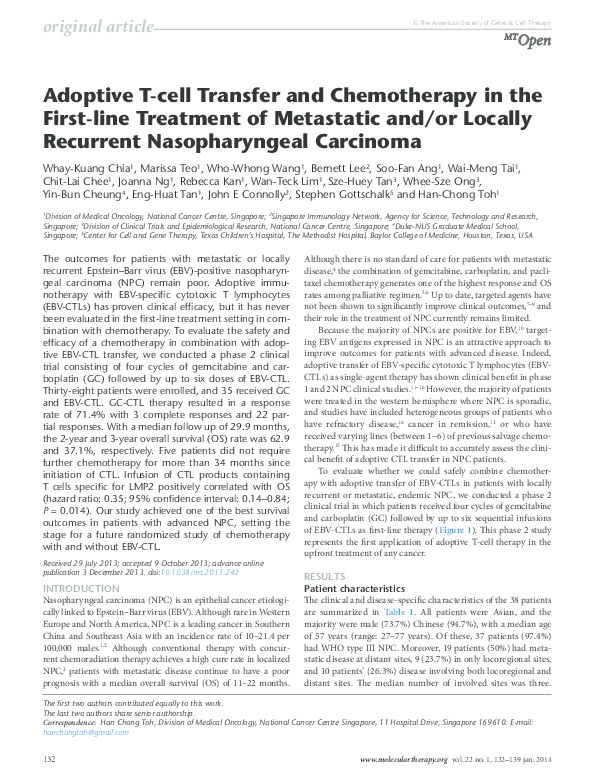 (PDF) Adoptive T-cell Transfer and Chemotherapy in the First-line ...