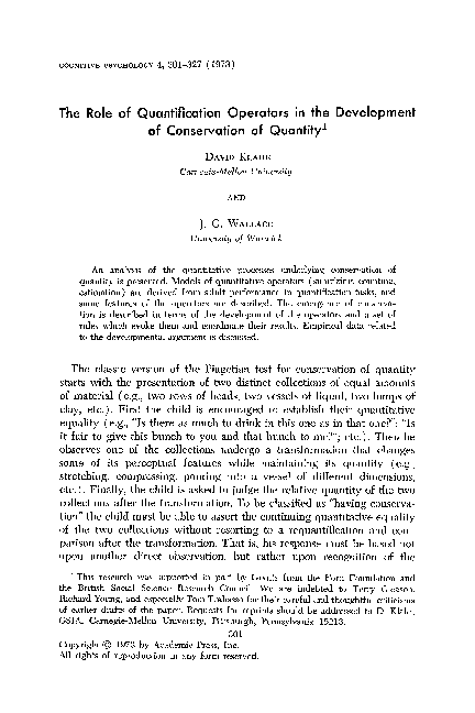 Pdf The Role Of Quantification Operators In The Development Of Conservation Of Quantity