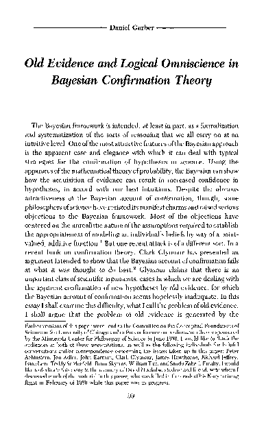 (PDF) Old evidence and logical omniscience in Bayesian confirmation theory