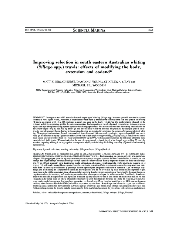 (PDF) Improving selection in south eastern Australian whiting ( Sillago ...