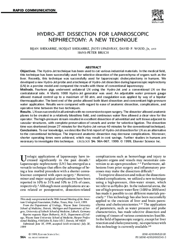 (PDF) HYDRO-JET DISSECTION FOR LAPAROSCOPIC NEPHRECTOMY