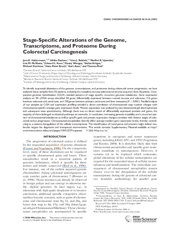 (PDF) Stage-specific alterations of the genome, transcriptome, and ...