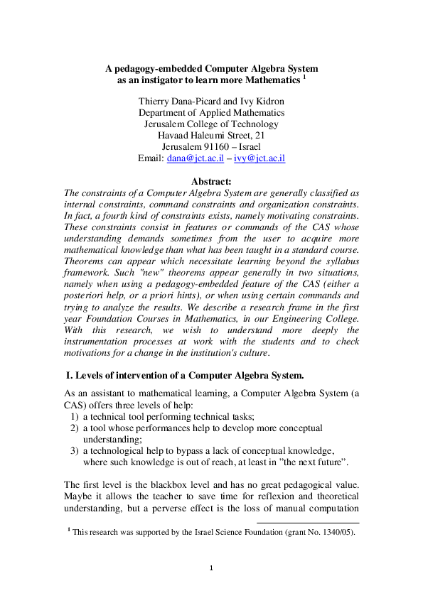 (PDF) A pedagogy-embedded Computer Algebra System as an instigator to ...