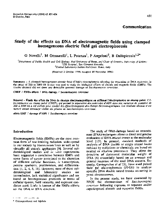 (PDF) Study of the effects on DNA of electromagnetic fields using ...