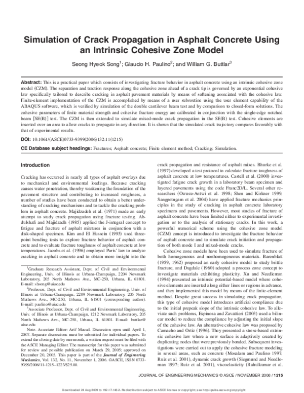 Simulation of crack propagation in asphalt concrete using an intrinsic cohesive zone model