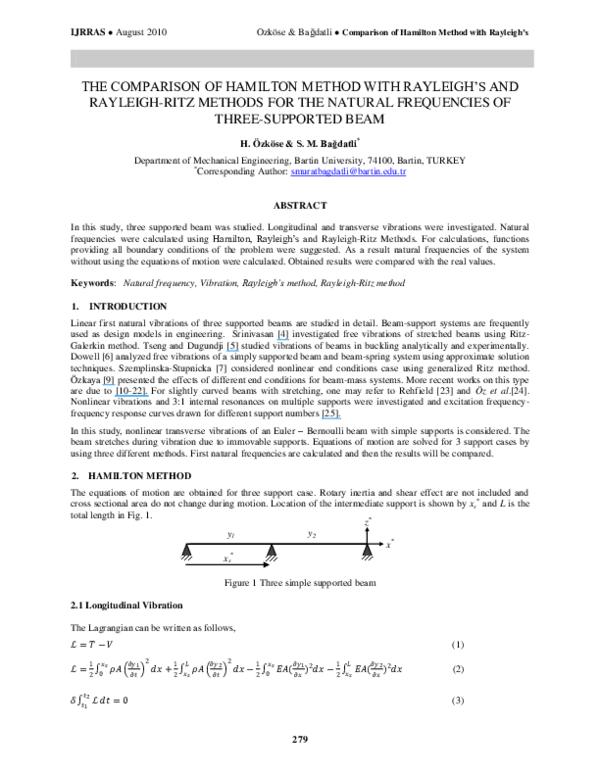 (PDF) THE COMPARISON OF HAMILTON METHOD WITH RAYLEIGH’S AND RAYLEIGH ...