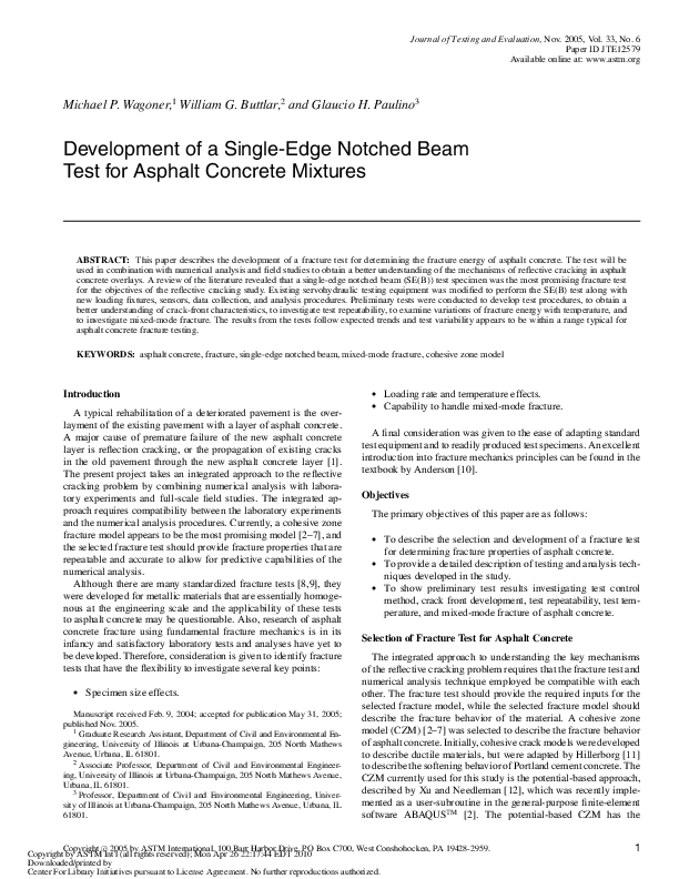 (PDF) Development of a single-edge notched beam test for asphalt ...