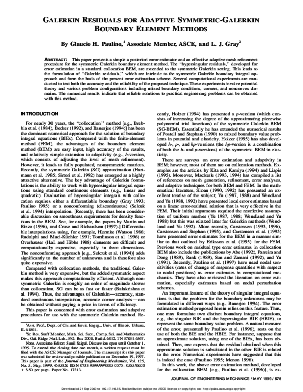 (PDF) Galerkin residuals for adaptive symmetric-Galerkin boundary element methods