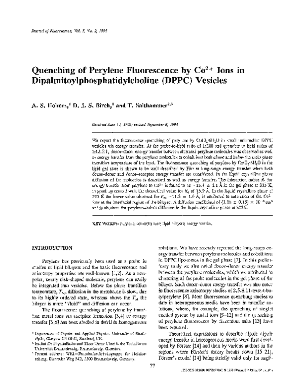 (PDF) Quenching of perylene fluorescence by Co2+ ions in ...