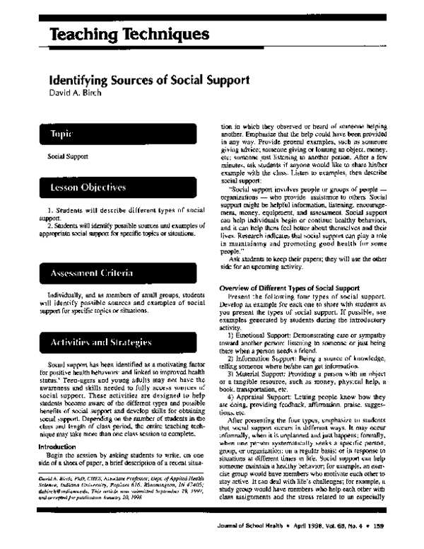(PDF) Identifying Sources of Social Support