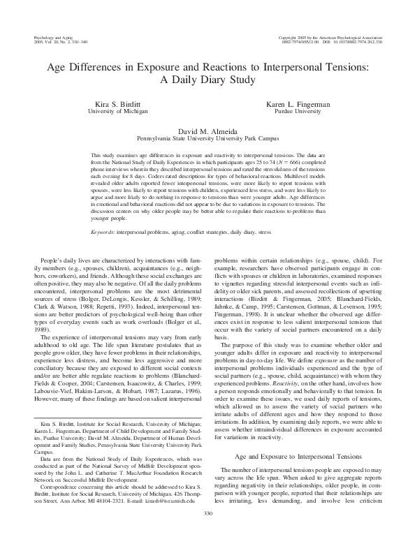 (PDF) Age Differences in Exposure and Reactions to Interpersonal ...