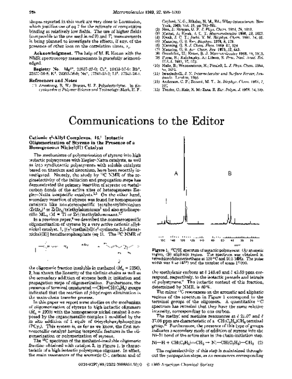 (PDF) Cationic .eta.3-allyl complexes. 16. Isotactic oligomerization of ...