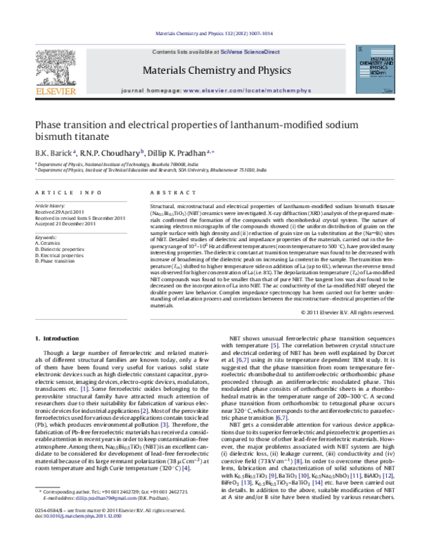 (PDF) Phase Transition and Electrical Properties of BiAlO3-Modified (Bi0. 5Na0. 5) TiO3 ...