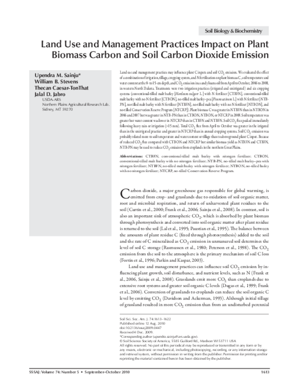 (PDF) Land Use and Management Practices Impact on Plant Biomass Carbon and Soil Carbon Dioxide ...