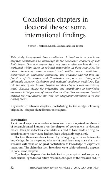 (PDF) Conclusion chapters in doctoral theses: some international findings