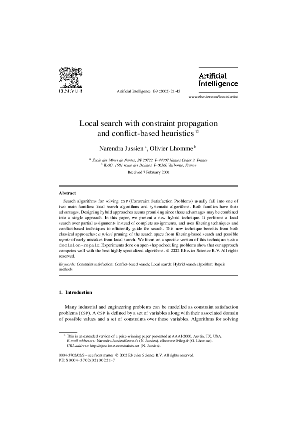 (PDF) Hybrid Local Search with Constraint Propagation Heuristics