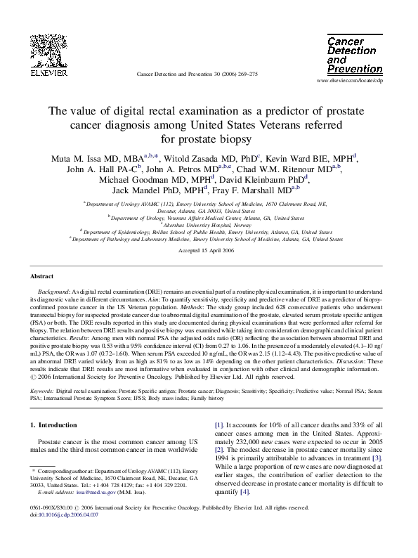 (PDF) The value of digital rectal examination as a predictor of ...