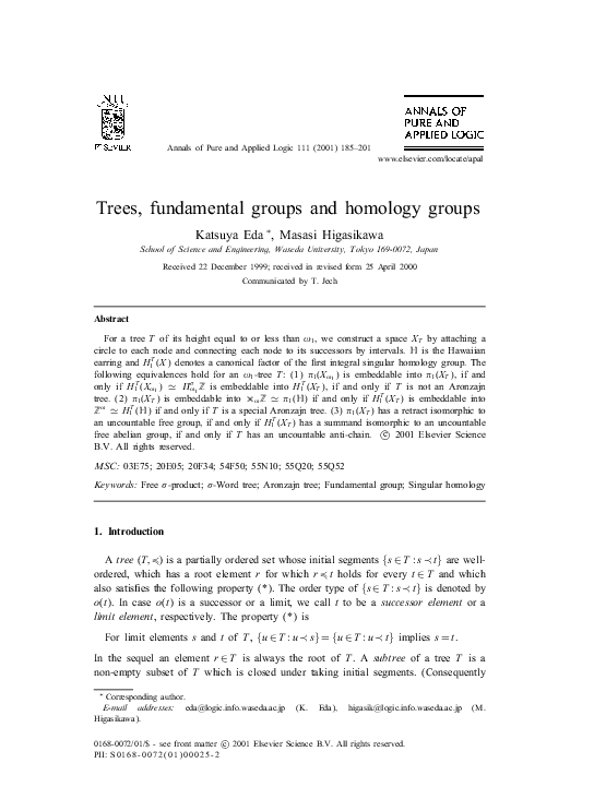 (PDF) Trees, fundamental groups and homology groups