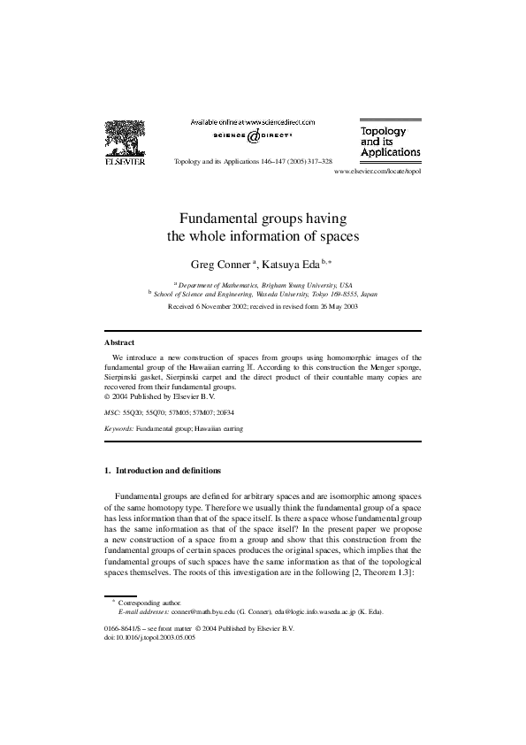 (PDF) Fundamental groups having the whole information of spaces