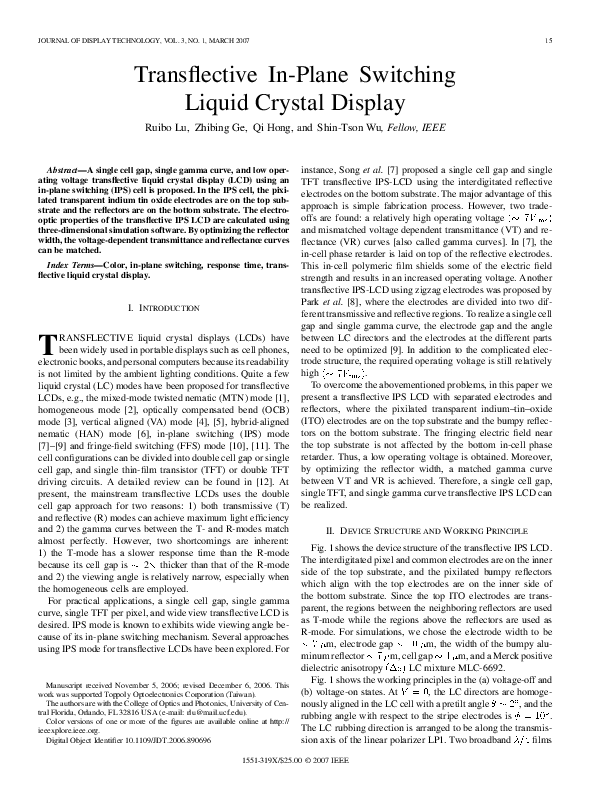 (PDF) Transflective In-Plane Switching Liquid Crystal Display