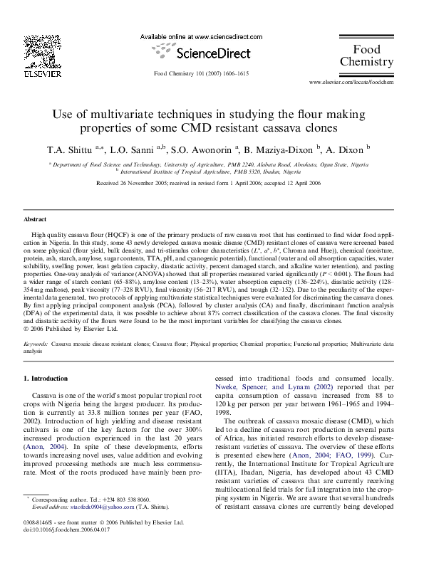 (PDF) Use of multivariate techniques in studying the flour making ...