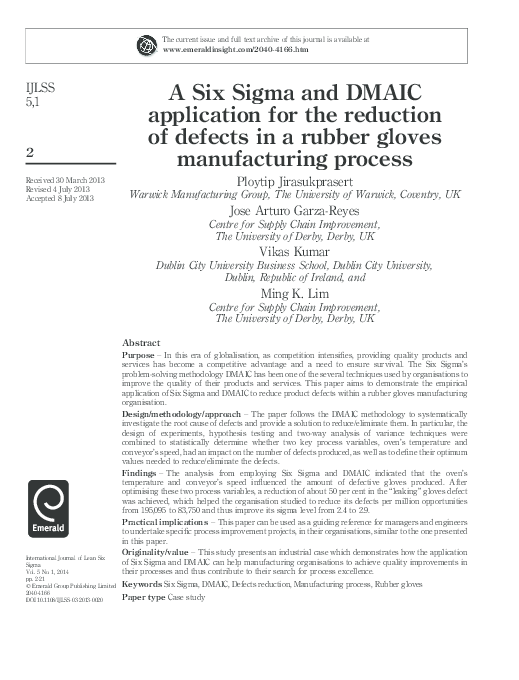 six sigma project examples manufacturing ppt