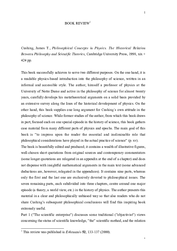 (PDF) James T. Cushing, Philosophical Concepts in Physics. The ...