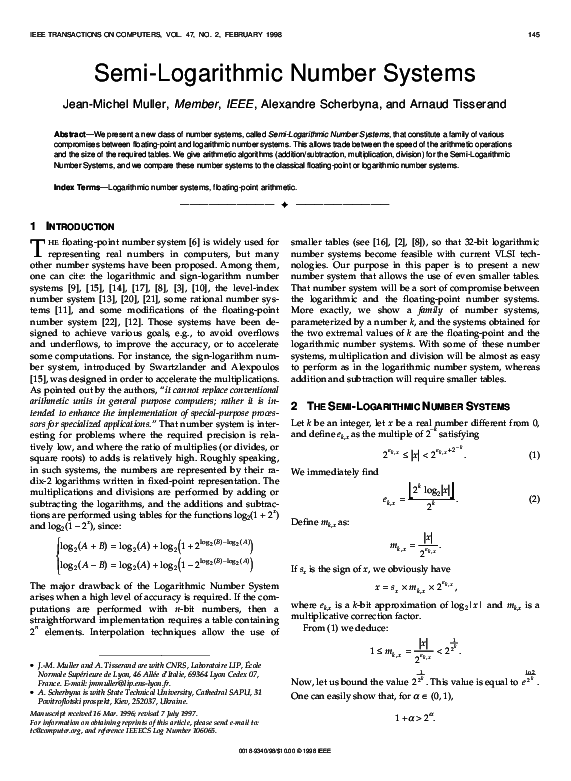 (PDF) Semi-logarithmic number systems