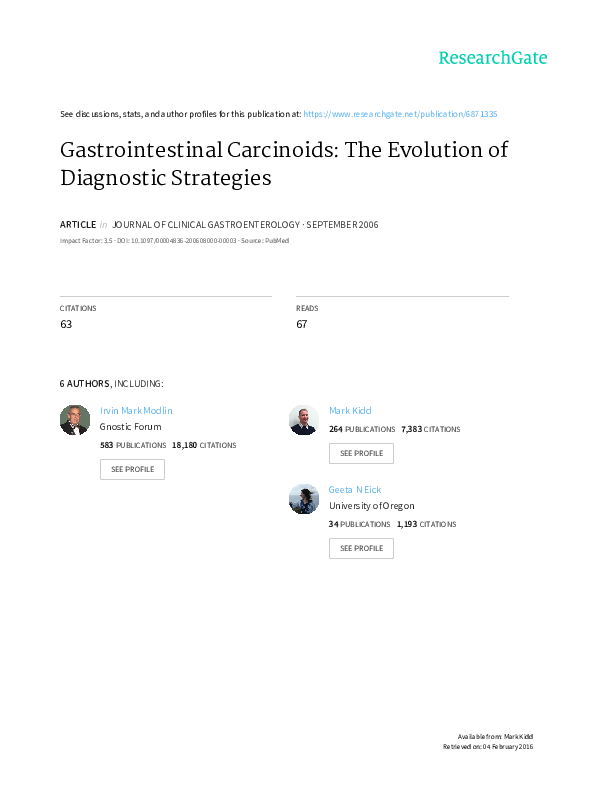 (PDF) Gastrointestinal Carcinoids: The Evolution of Diagnostic ...