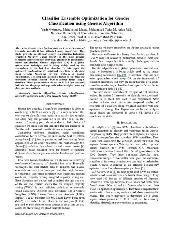 (PDF) Classifier ensemble optimization for gender classification using ... (PDF) Classifier ensemble optimization for gender classification using ...
