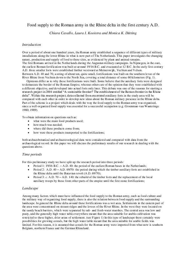 (PDF) Food supply to the Roman Army in the Rhine delta in the first ...