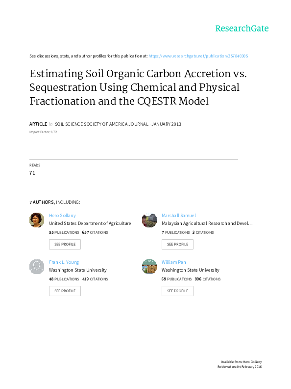 (PDF) Soil Organic Carbon Accretion and Sequestration