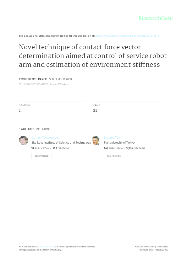 Pdf Novel Technique Of Contact Force Vector Determination Aimed At