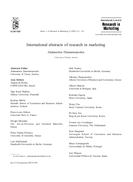 (PDF) International abstracts of research in marketing