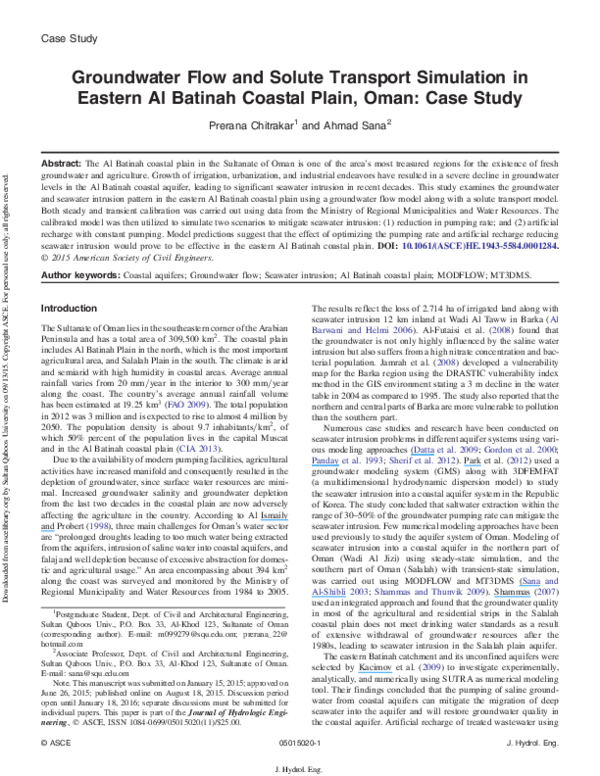 (PDF) Groundwater Flow and Solute Transport Simulation in Eastern Al ...