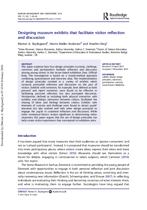 (PDF) Designing museum exhibits that facilitate visitor reflection and ...