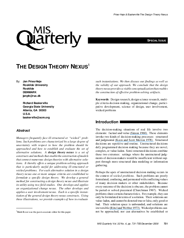 (PDF) The Design Theory Nexus
