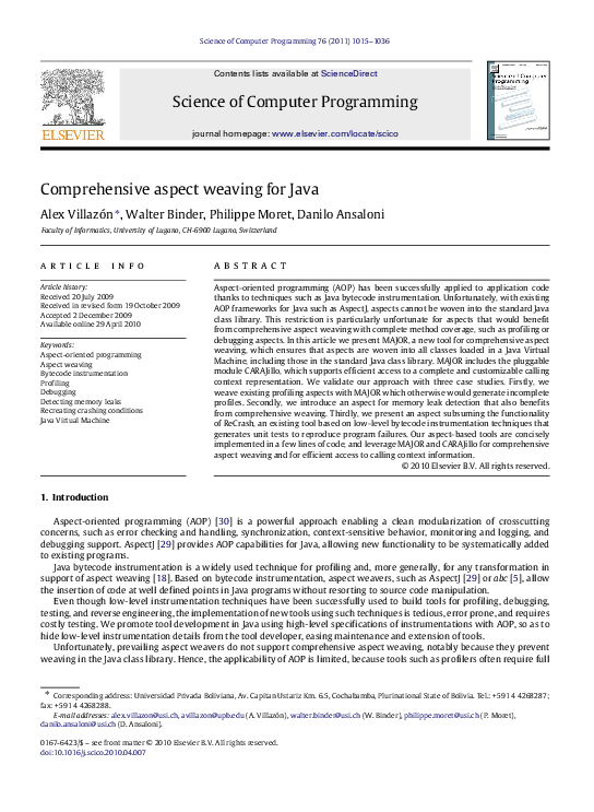 (PDF) Comprehensive aspect weaving for Java