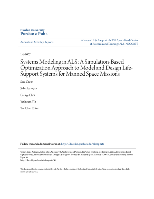Pdf Systems Modeling In Als A Simulation Based Optimization Approach