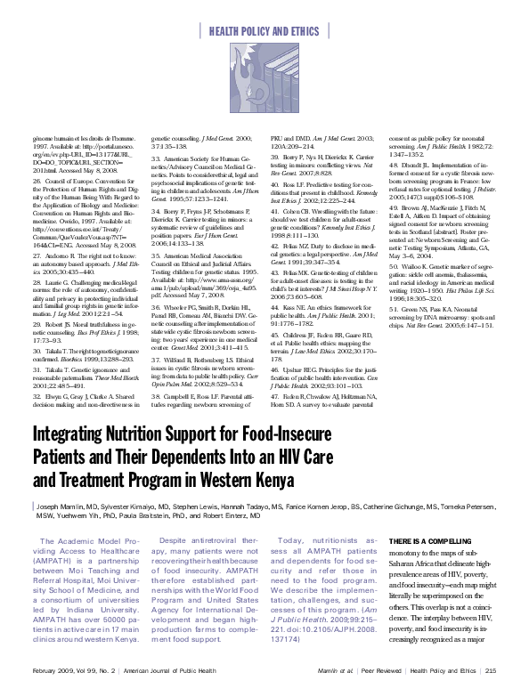 (PDF) Integrating Nutrition Support for Food-Insecure Patients and ...