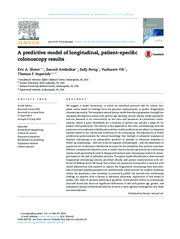 (PDF) A predictive model of longitudinal, patient-specific colonoscopy ...