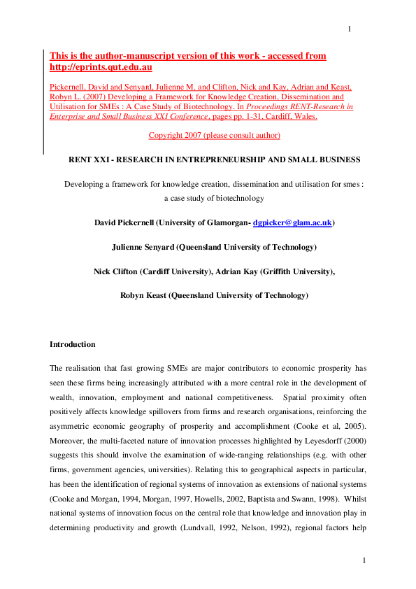 Pdf Developing A Framework For Knowledge Creation Dissemination And
