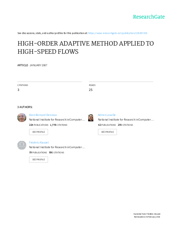 (PDF) High-order adaptive method applied to high-speed flows