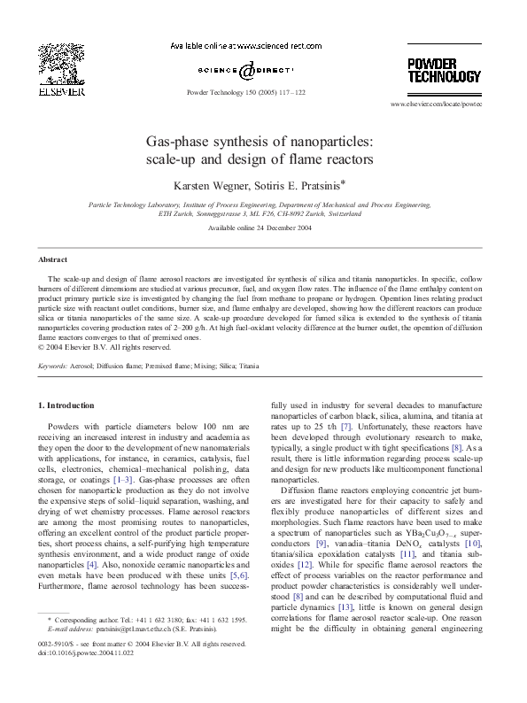 (PDF) Gas-phase synthesis of nanoparticles: scale-up and design of ...