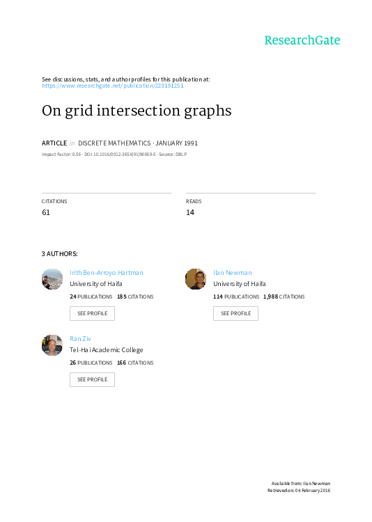(PDF) On grid intersection graphs