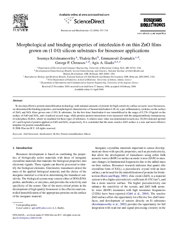 (PDF) Morphological and binding properties of interleukin-6 on thin ZnO ...